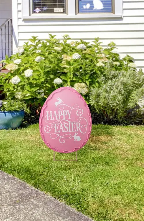 GLITZHOME 24"h Easter Metal Egg Yard Stake