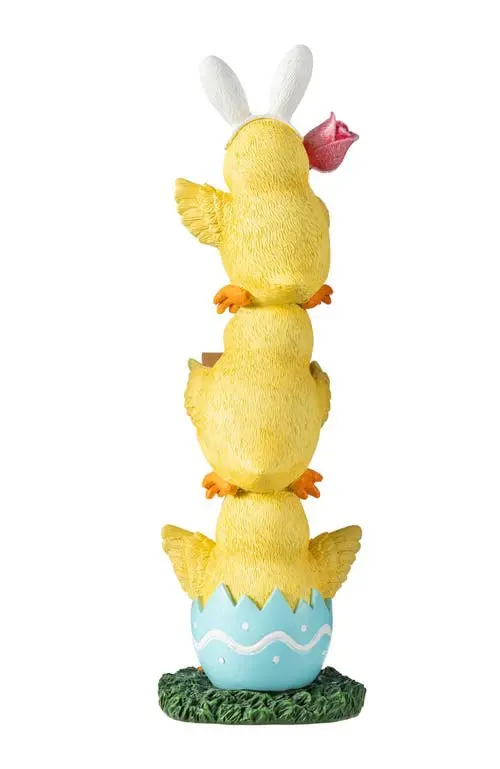GLITZHOME Easter Resin Stackable Chickens Table Decor