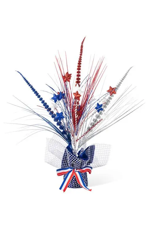 GLITZHOME 21"h Patriotic Americana Stars And Heather Table Tree - Blue