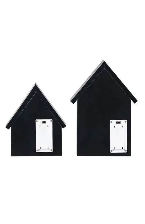 GLITZHOME Set Of 2 Lighted Halloween Wooden House-shaped Table Decor