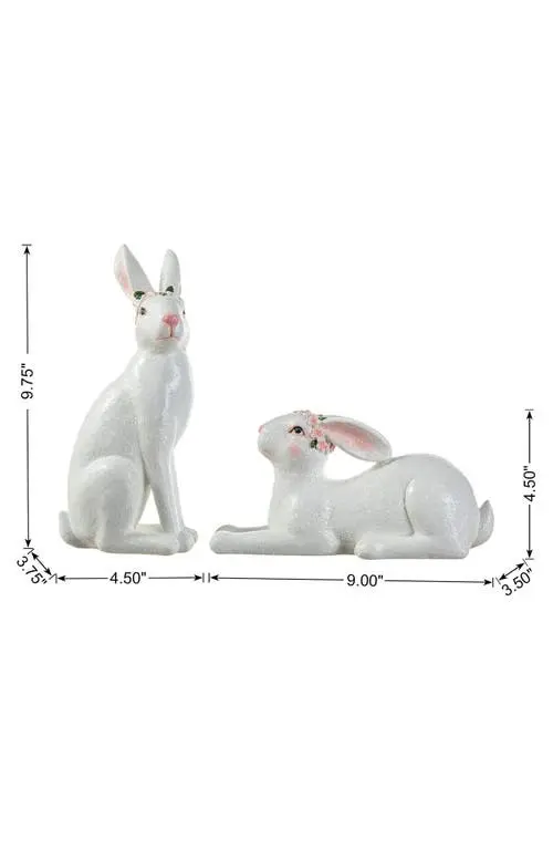 GLITZHOME Set Of 2 Easter Resin Bunny Table Decor