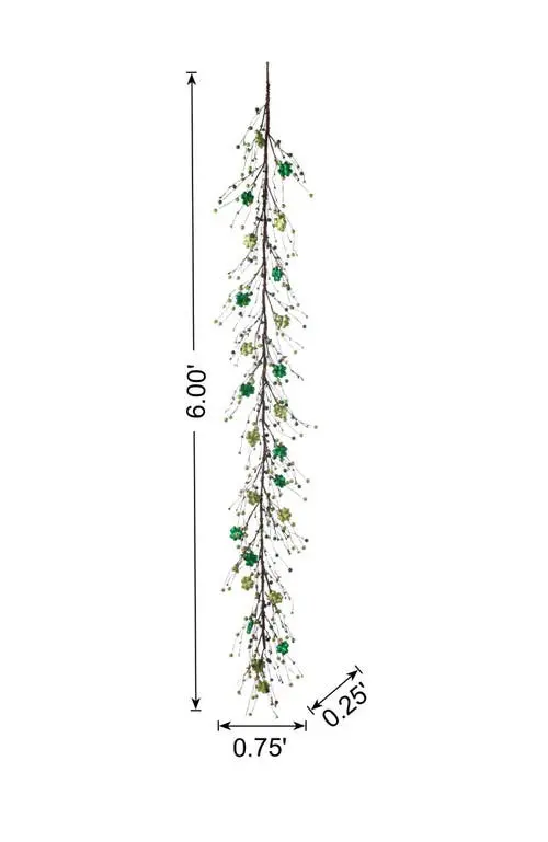 GLITZHOME 72"l St. Patrick's Shamrock Garland