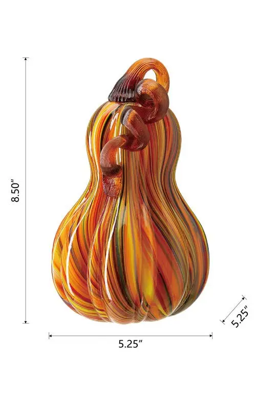 GLITZHOME Fall Multi Stripes Glass Gourd Pumpkins - Brown