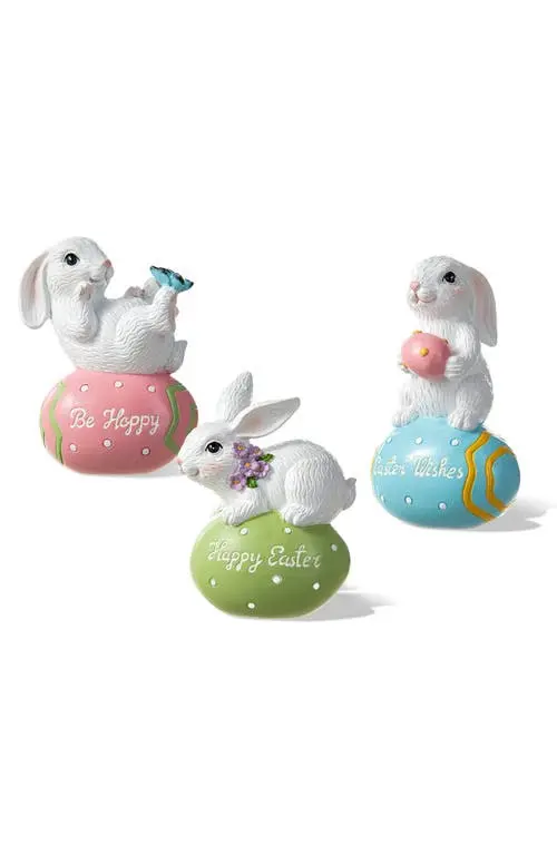 GLITZHOME Set Of 3 Easter Resin Bunny Table Decor - White