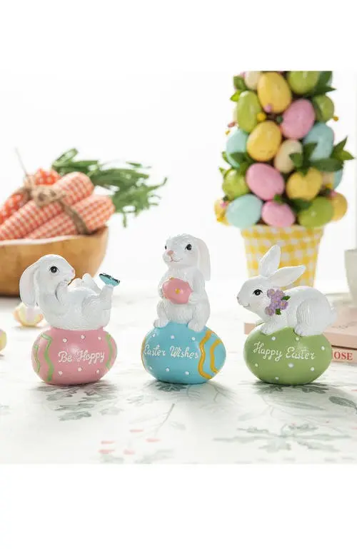 GLITZHOME Set Of 3 Easter Resin Bunny Table Decor