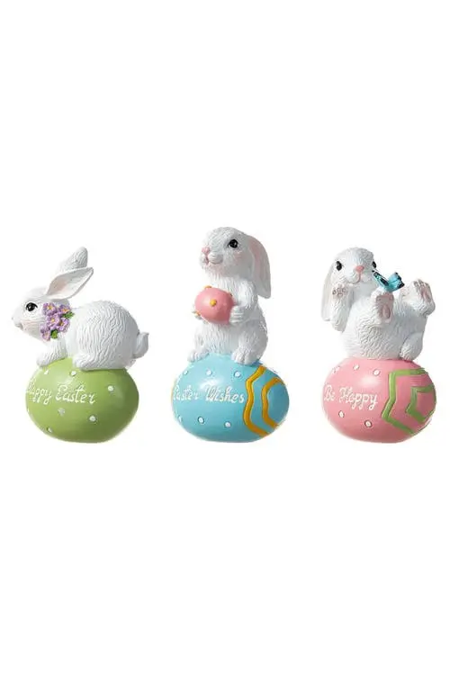 GLITZHOME Set Of 3 Easter Resin Bunny Table Decor