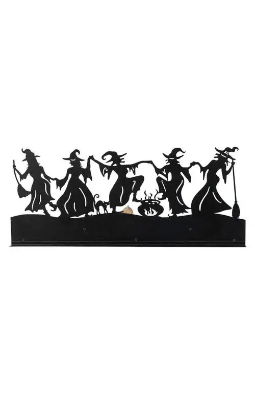GLITZHOME Halloween Wooden & Metal Dancing Witch Or Ghost Silhouette Countdown Table Sign