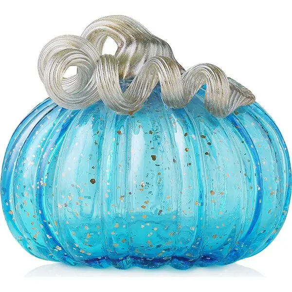 GLITZHOME Fall Multi-style Glass Pumpkins - Blue