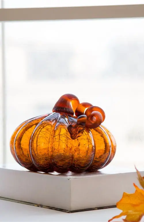 GLITZHOME Fall Multi-style Glass Pumpkins - Brown