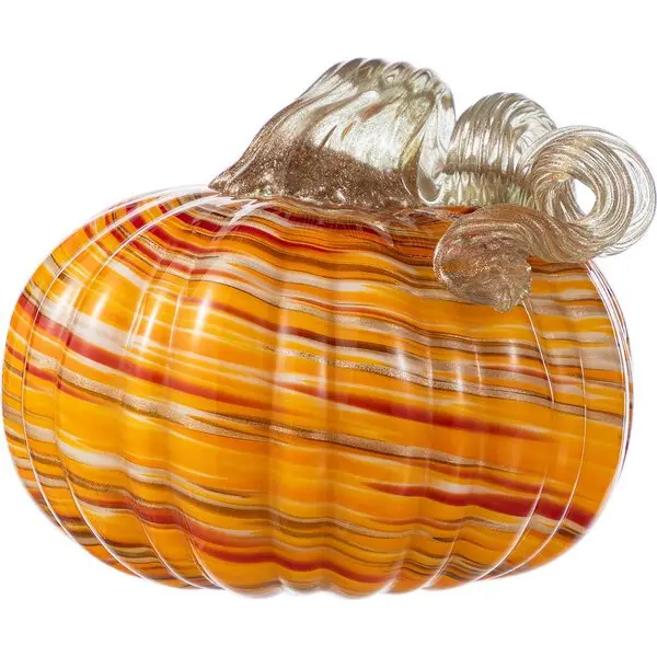 GLITZHOME Fall Multi-style Glass Pumpkins - Orange