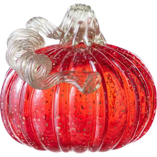 GLITZHOME Fall Multi-style Glass Pumpkins - Red