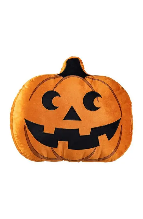 GLITZHOME Fall And Halloween Fabric Double Sided Pumpkin Pillow - Orange