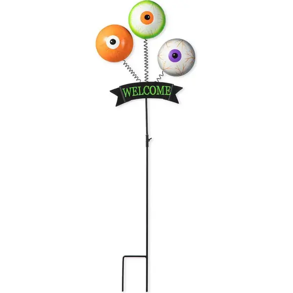 GLITZHOME Halloween Metal Welcome Spring Eyeballs Yard Stake
