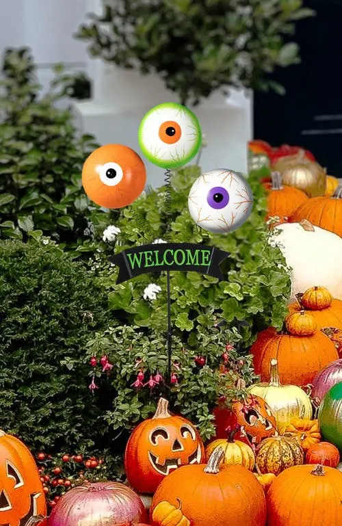 GLITZHOME Halloween Metal Welcome Spring Eyeballs Yard Stake