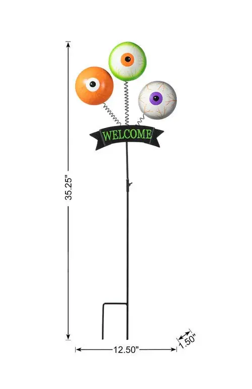 GLITZHOME Halloween Metal Welcome Spring Eyeballs Yard Stake