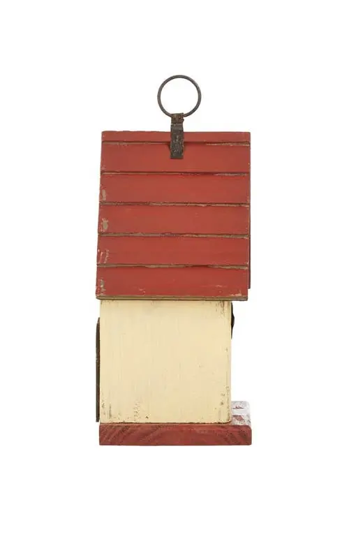 GLITZHOME Distressed Solid Wood Decorative Outdoor Garden Birdhouse With 3d Flower Or Maple