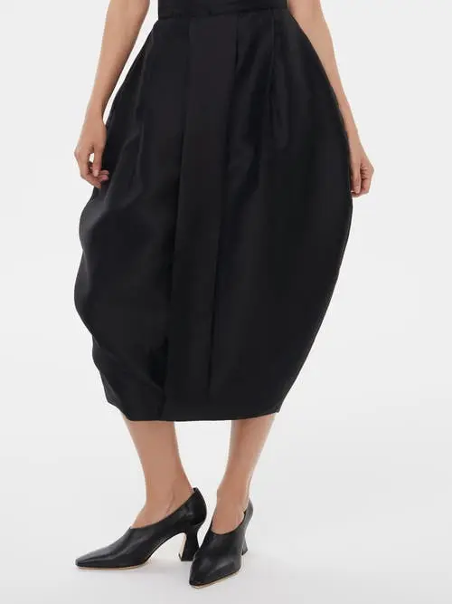 ALAS Silk Wool Blend Tulip Skirt - Black