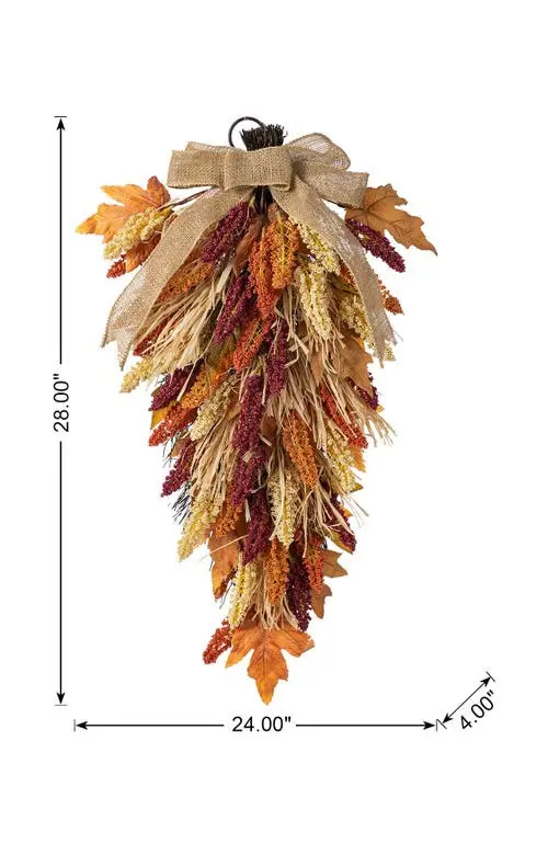 GLITZHOME Fall Multi-colored Sorghum Teardrop
