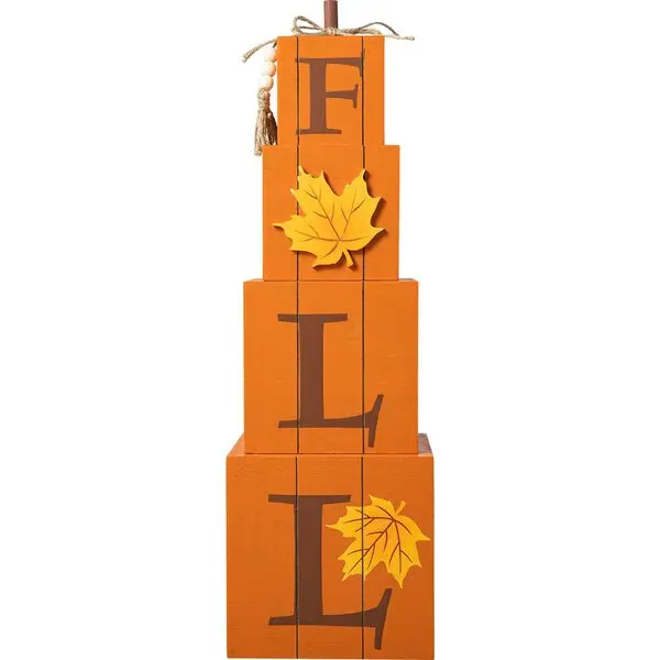 GLITZHOME Halloween And Fall Wood Reversible Boxed Porch Decor