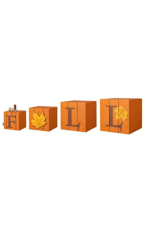 GLITZHOME Halloween And Fall Wood Reversible Boxed Porch Decor