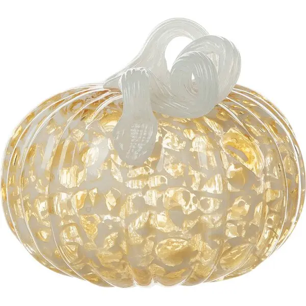 GLITZHOME Fall Round Glass Pumpkins - Yellow