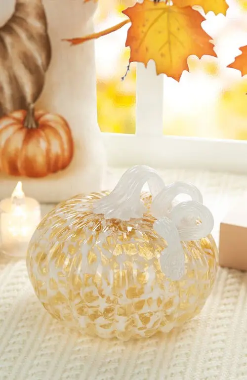 GLITZHOME Fall Round Glass Pumpkins - Yellow