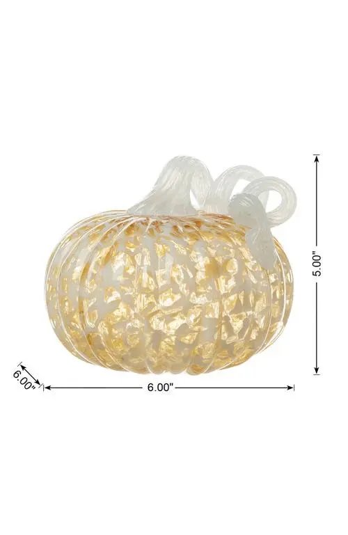 GLITZHOME Fall Round Glass Pumpkins - Yellow