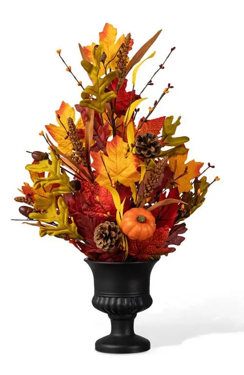 GLITZHOME 24"h Fall Maple Leaf Urn Table Tree