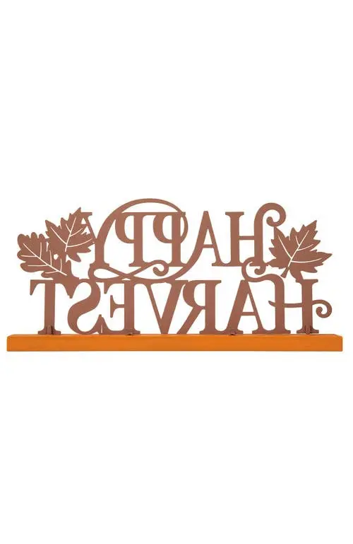 GLITZHOME Wood & Metal Happy Harvest Table Decor