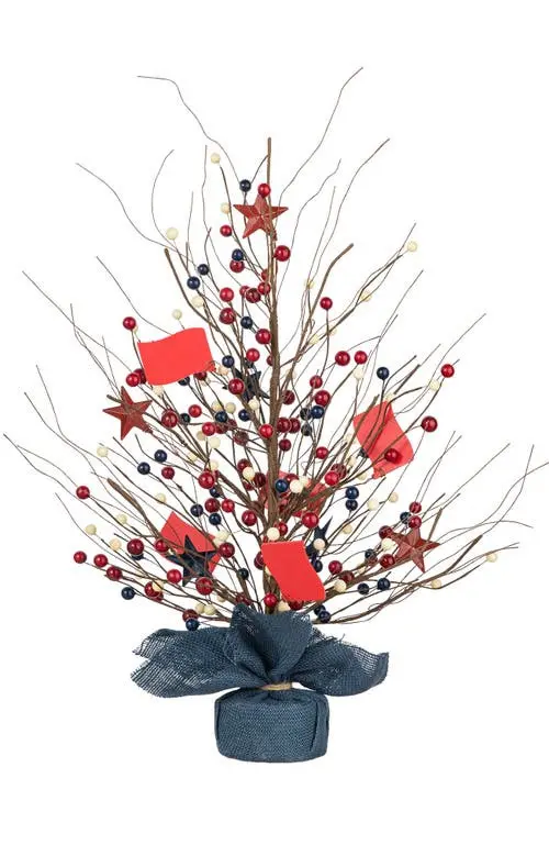 GLITZHOME 20"h Patriotic Americana Berry Or Hat Table Tree