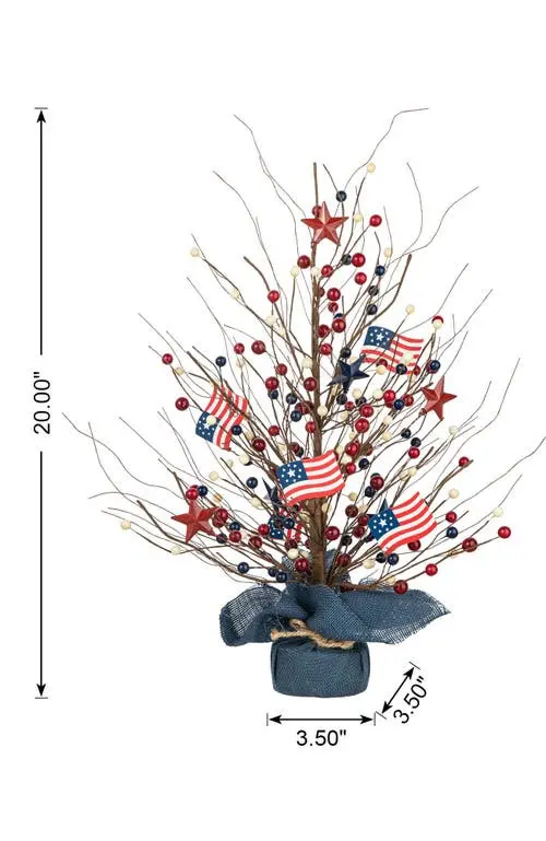 GLITZHOME 20"h Patriotic Americana Berry Or Hat Table Tree