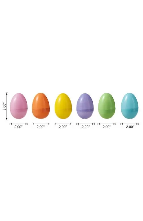 GLITZHOME 60pk 3"h Easter Plastic Fillable Eggs In 6 Assorted Colors