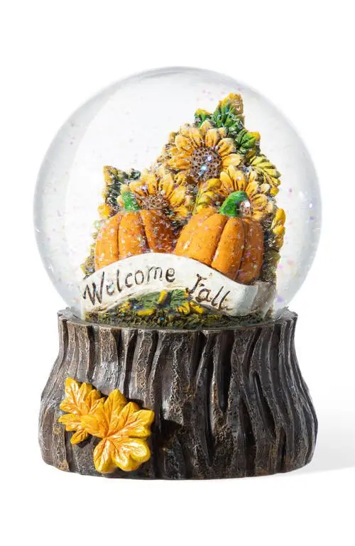 GLITZHOME 100mm Fall Sunflower And Pumpkin Resin Waterglobe