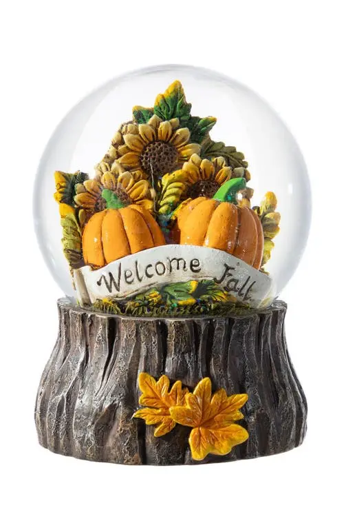 GLITZHOME 100mm Fall Sunflower And Pumpkin Resin Waterglobe