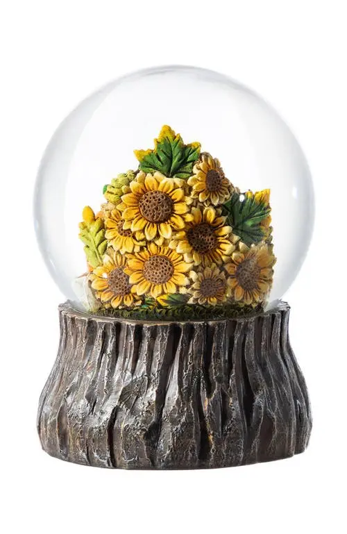 GLITZHOME 100mm Fall Sunflower And Pumpkin Resin Waterglobe