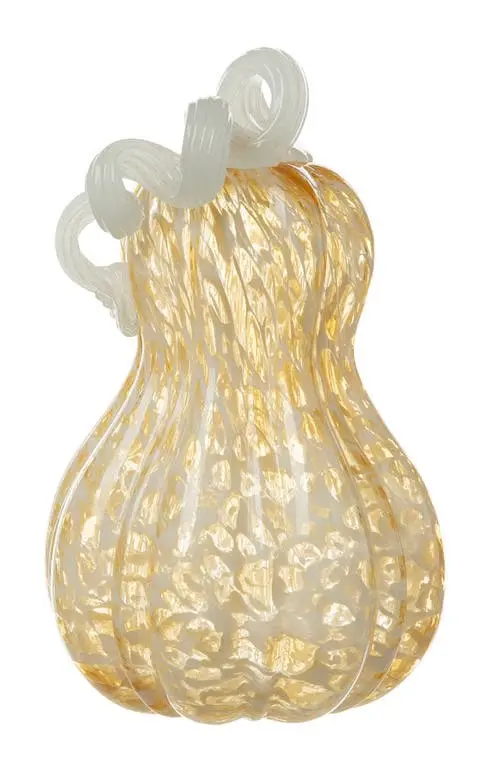 GLITZHOME Fall Patterned Glass Gourd Pumpkins - Yellow