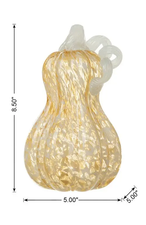 GLITZHOME Fall Patterned Glass Gourd Pumpkins - Yellow