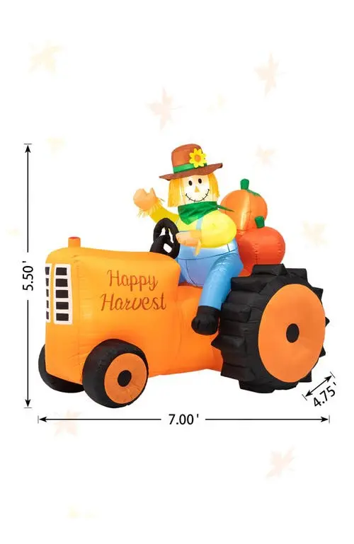 GLITZHOME 7ft Fall Lighted Inflatable Tractor Decor