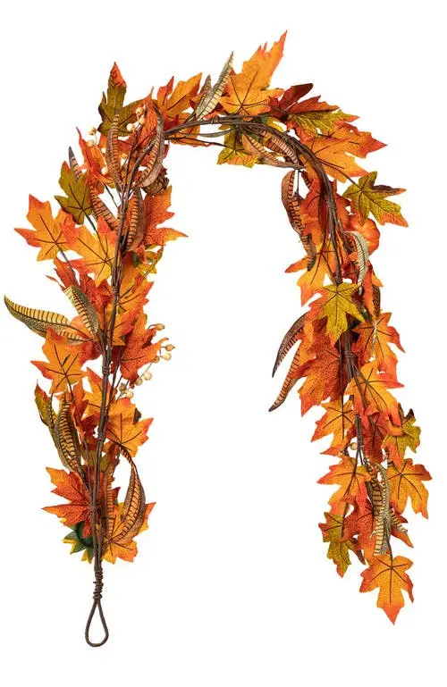 GLITZHOME 6ft Fall Maple Leaf And Sunflower Garland