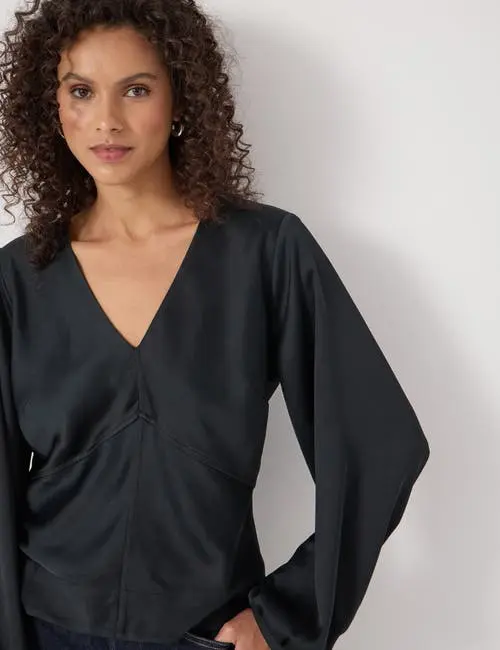 HUSH Grace Long Sleeve Satin Top