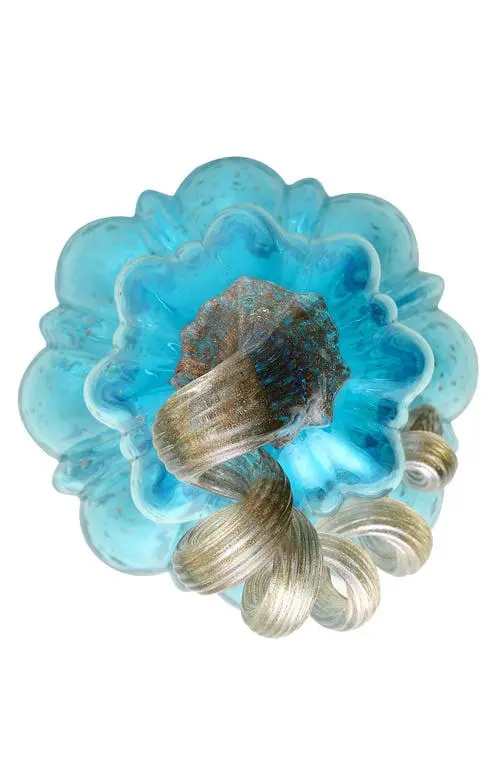 GLITZHOME Fall Glass Gourd Pumpkins With Glitter - Blue