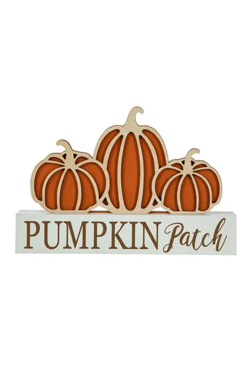 GLITZHOME Fall Wooden Pumpkin Patch Table Sign