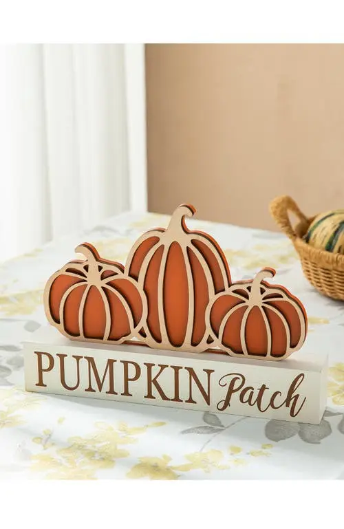 GLITZHOME Fall Wooden Pumpkin Patch Table Sign