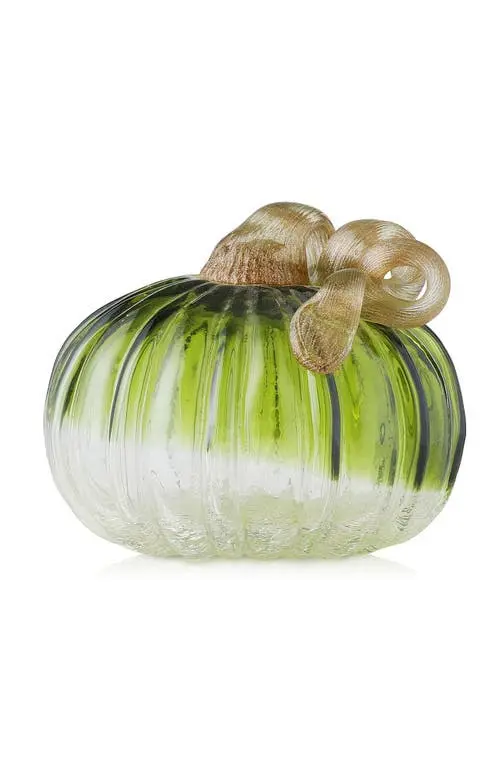 GLITZHOME Crackle Glass Short Pumpkins - Green