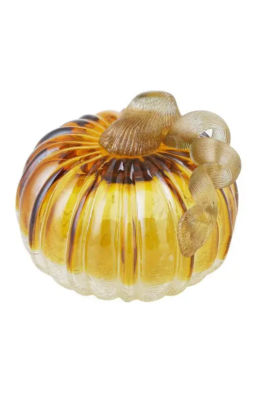 GLITZHOME Crackle Glass Short Pumpkins - Orange
