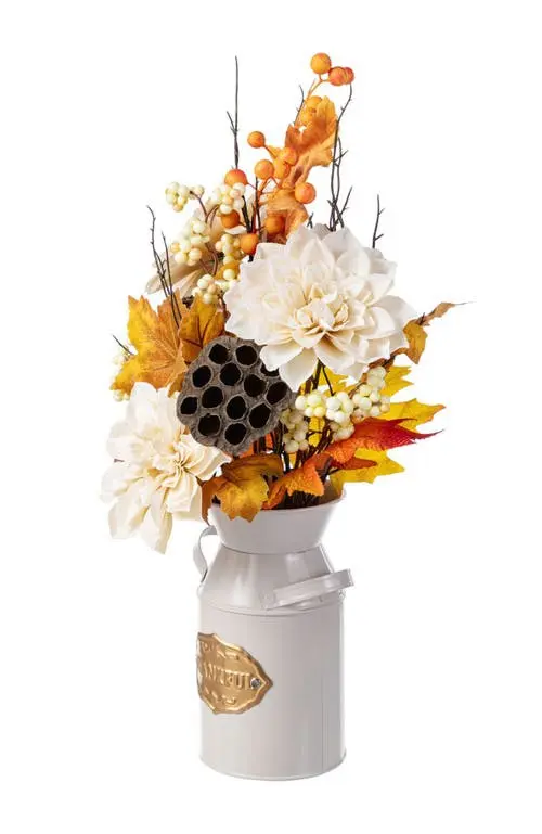 GLITZHOME 22"h Fall Dahlia Lotus Pod And Berry Centerpiece