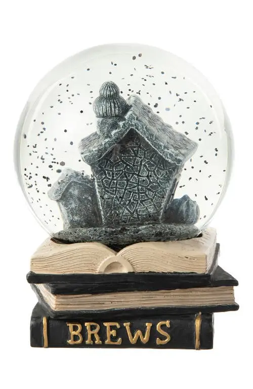 GLITZHOME 100mm Halloween Polyresin Haunted House Water Globe