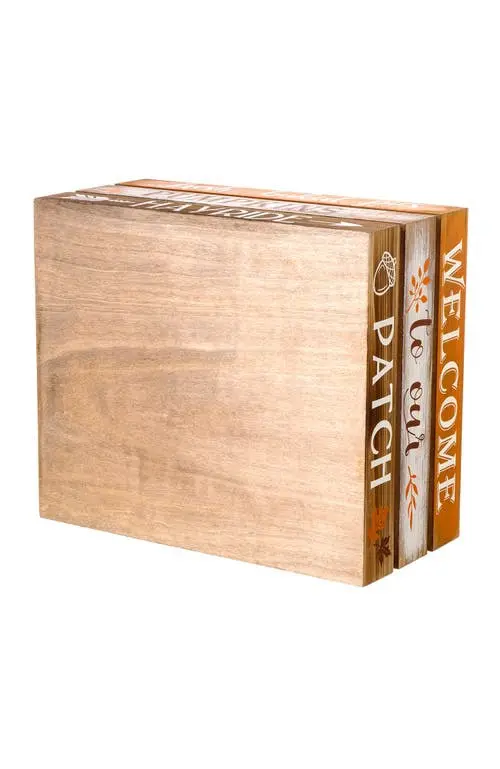 GLITZHOME Set Of 2 Wooden Pumpkin Crates Table Decor