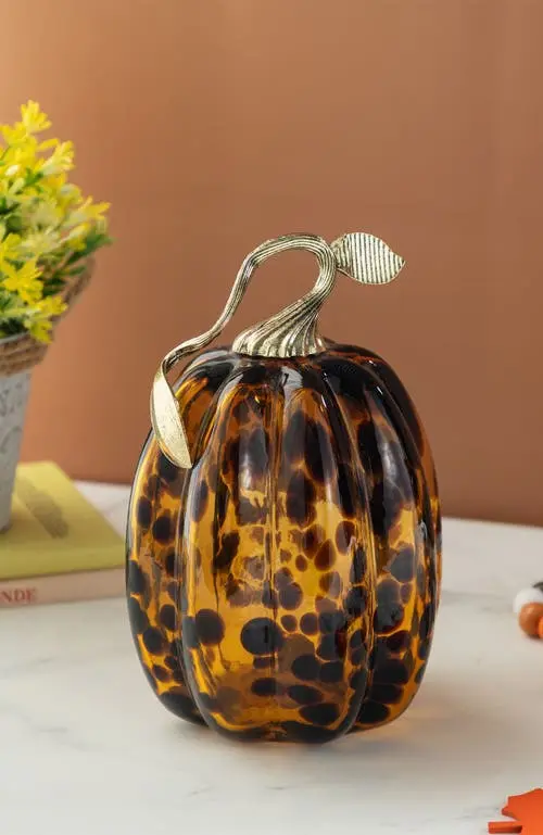 GLITZHOME Fall Multi-style Short Glass Pumpkins - Black