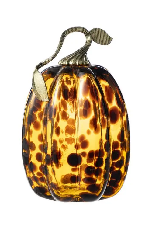 GLITZHOME Fall Multi-style Short Glass Pumpkins - Black
